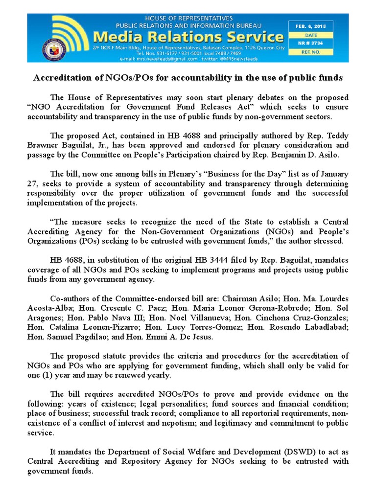 Feb06.2015accreditation of NGOs/POs For Accountability in The Use of ...