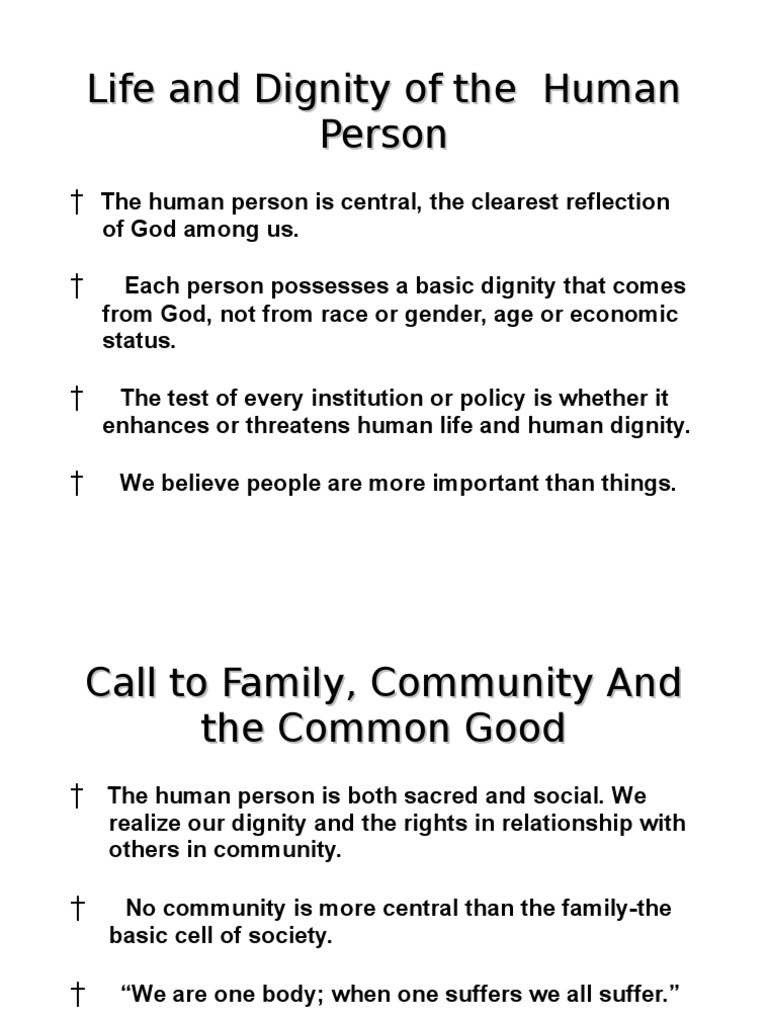 Human Life and Dignity Document Summary | PDF | Catholic Social ...
