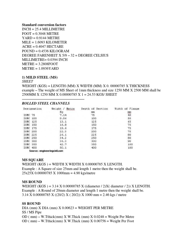 Standard Conversion Factors | PDF | Pascal (Unit) | Foot (Unit)