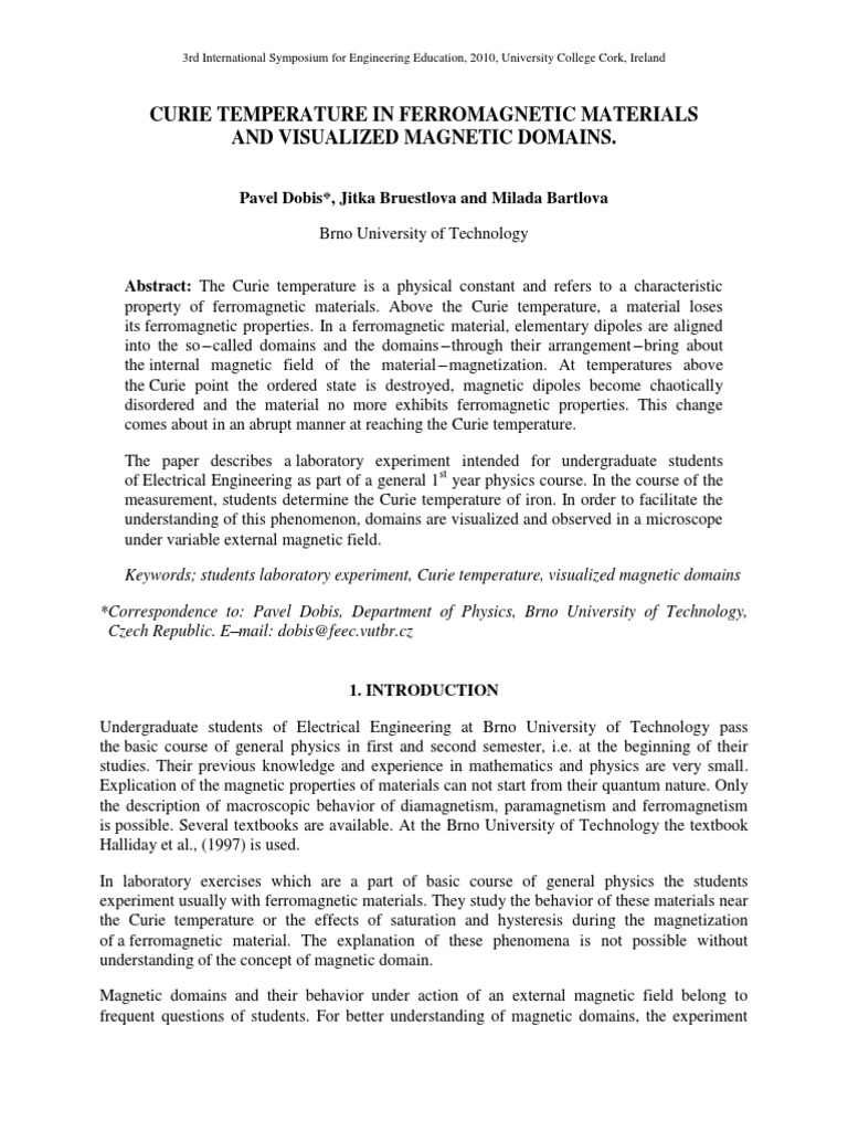 Curie Temperature & Magnetic Domains | PDF | Ferromagnetism | Magnetism