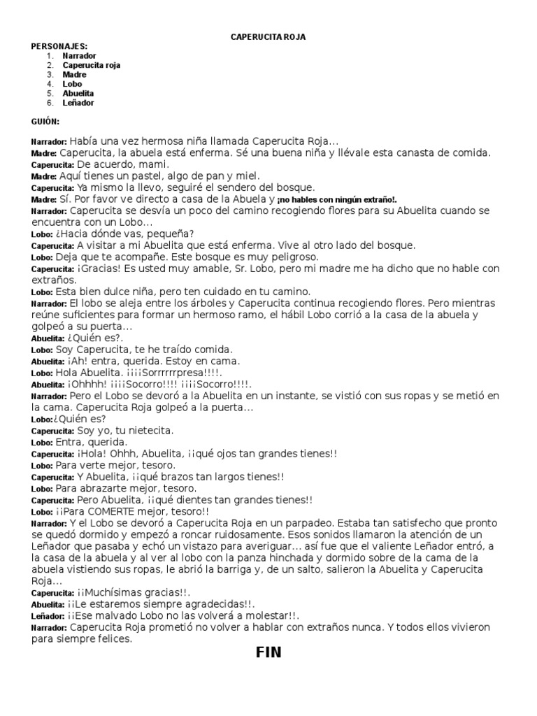 Caperucita Roja Obra de Teatro | PDF