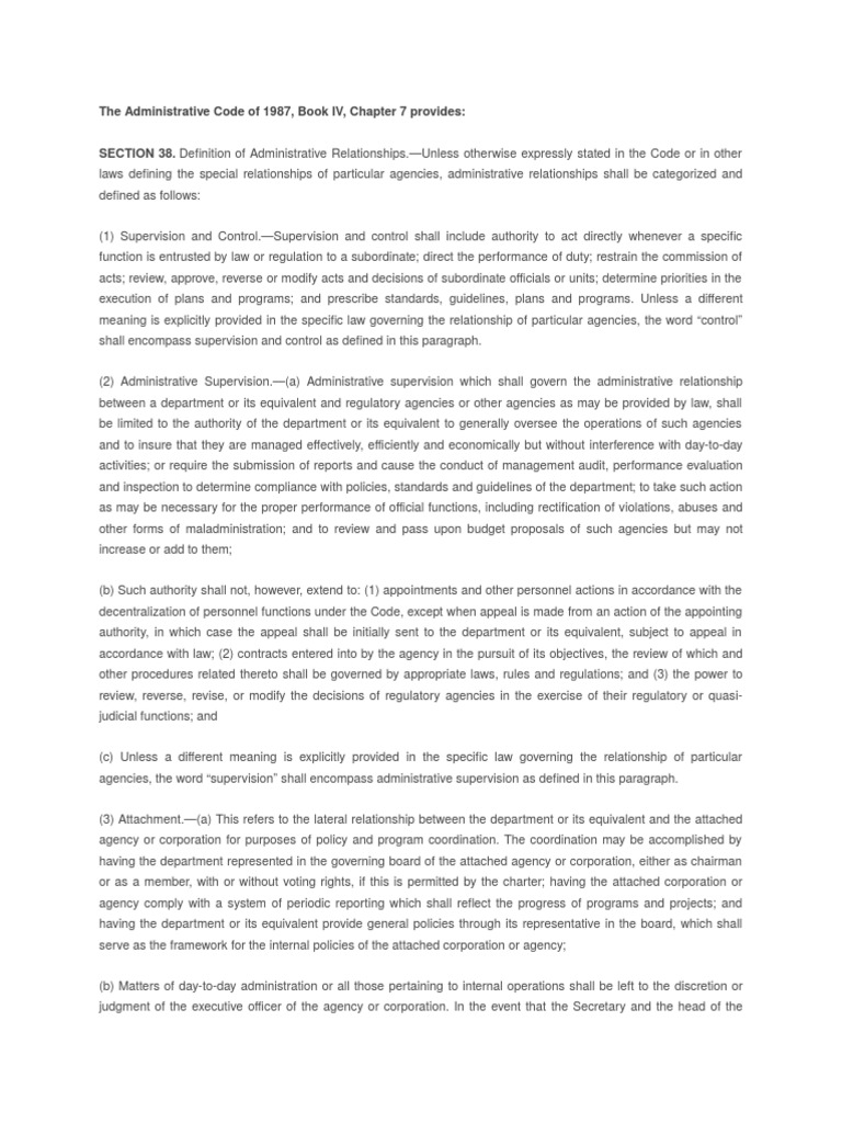 The Administrative Code of 1987 | PDF | Regulatory Compliance | Public Law