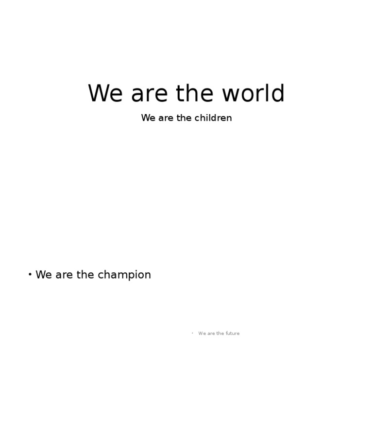 We Are The World | PDF