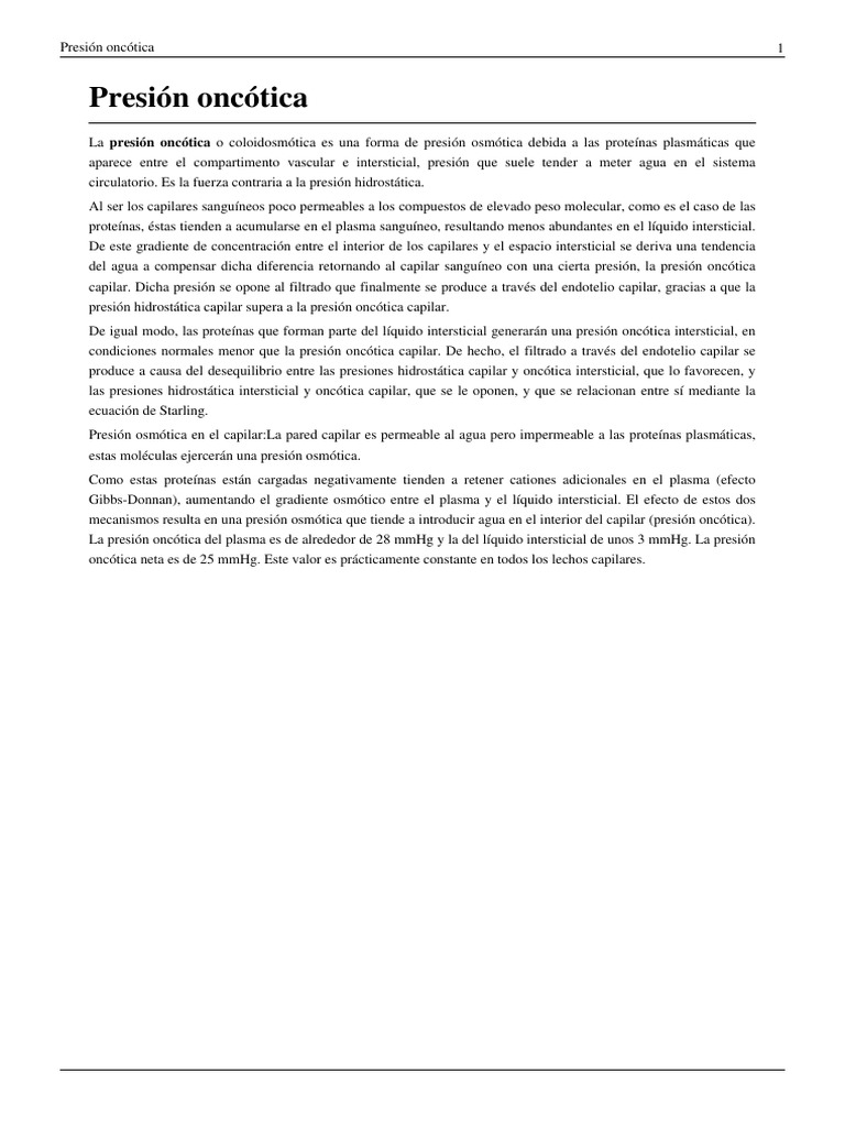 Presión Oncótica | PDF