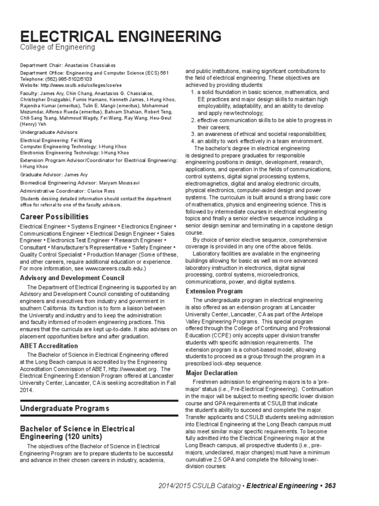 Coe Electrical Engineering | PDF | Technology & Engineering