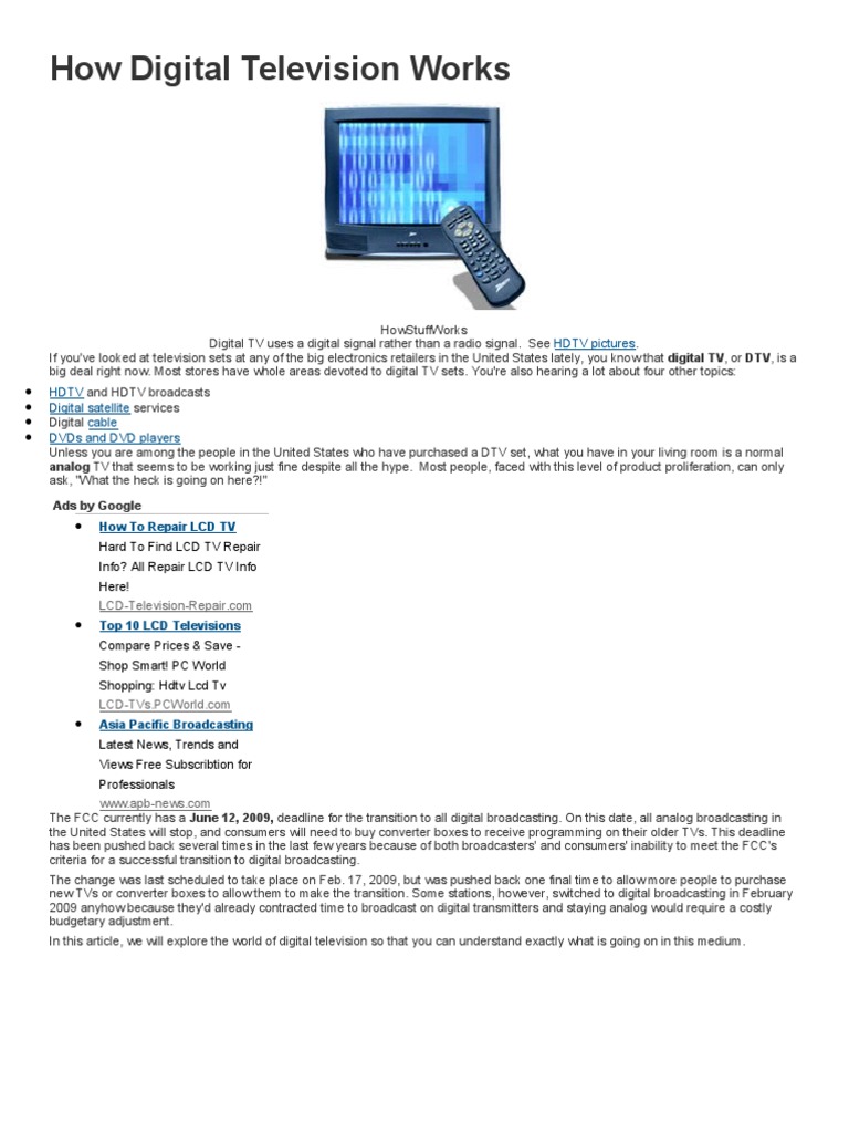 How Digital Television Works | PDF | Digital Television | Television