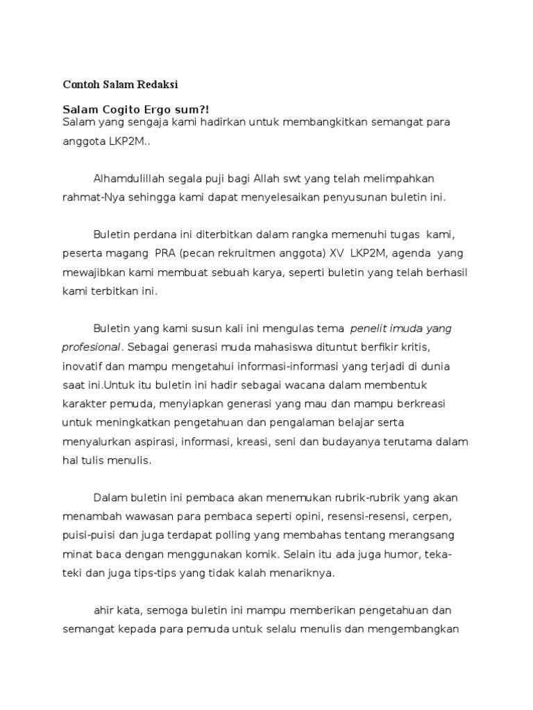 Contoh Salam Redaksi | PDF