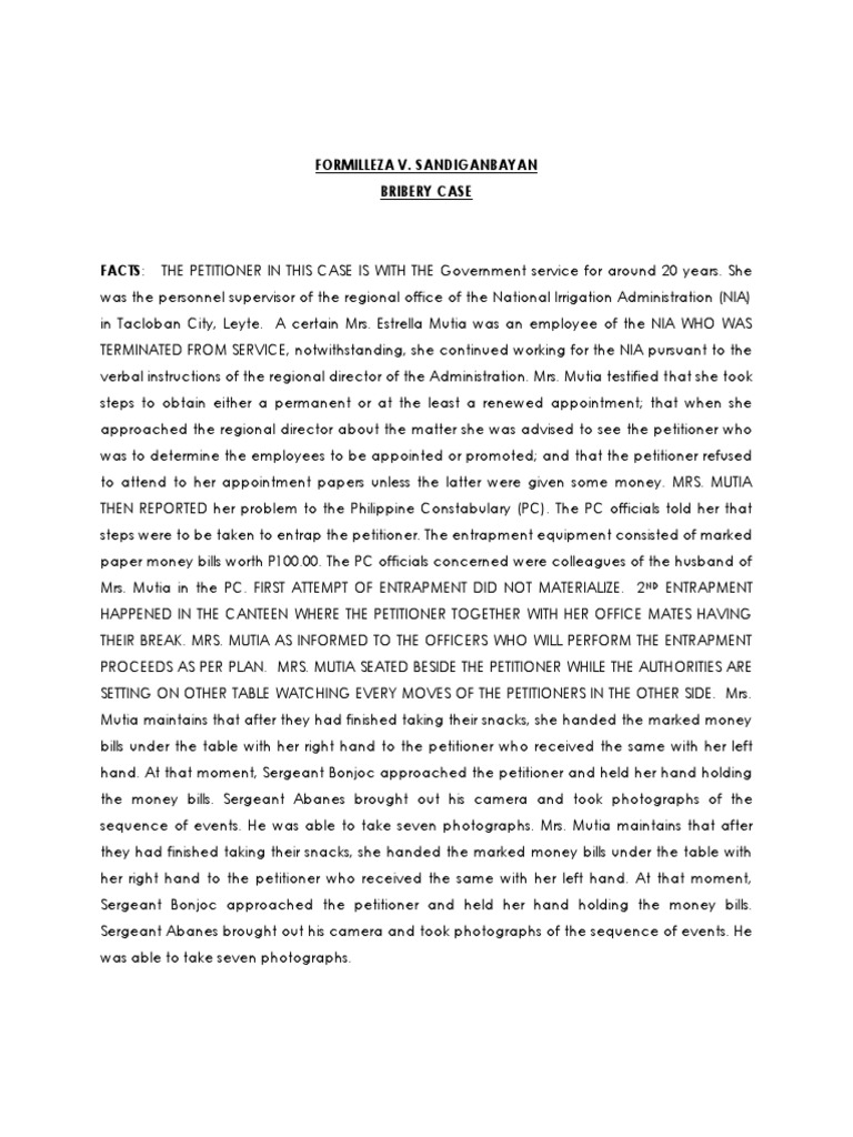 Formilleza vs. Sb. | PDF | Bribery | Reasonable Doubt