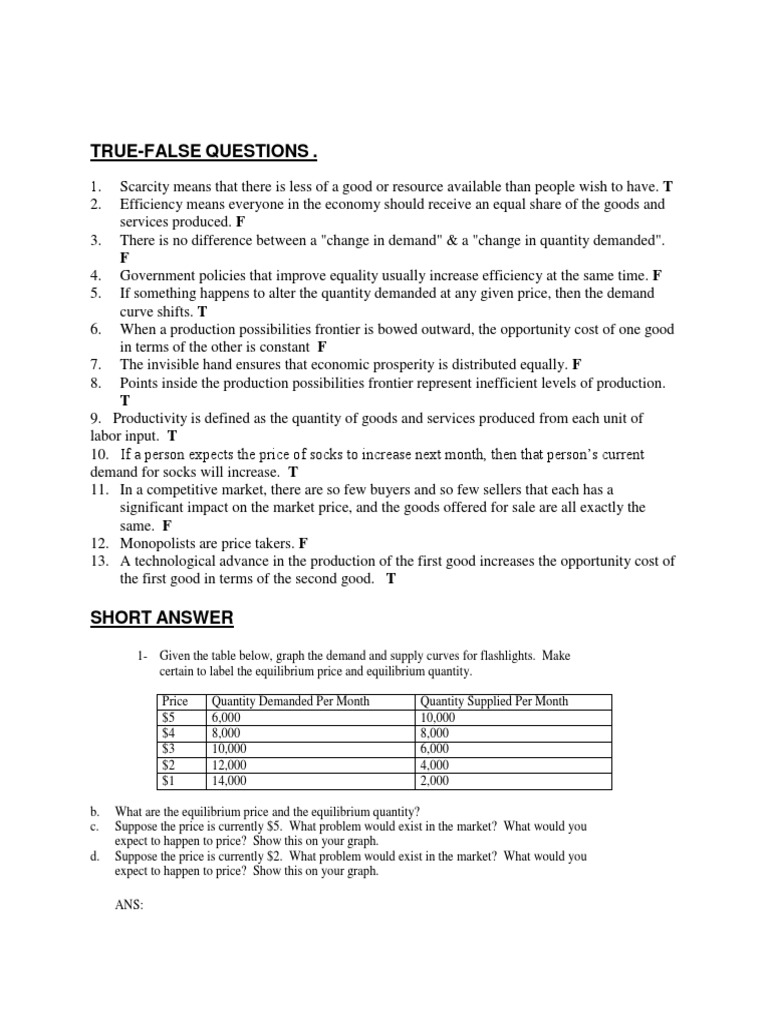 Assignment 1 Model Answer | PDF | Economic Equilibrium | Demand