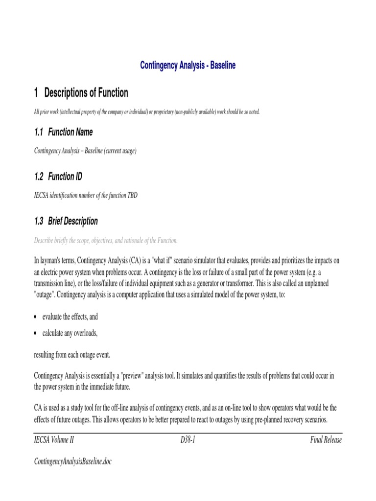 Contingency Alysis Baseline | PDF | Electric Power System | Scada