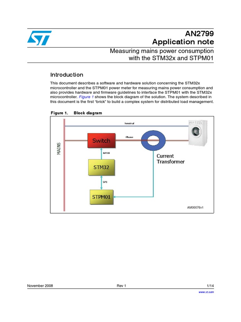 AN2799 Application Note: Measuring Mains Power Consumption With The STM32x and STPM01 | Download ...