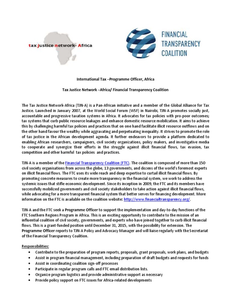 TJNA - FTC Programme Officer Job Description - February 2015 | PDF ...