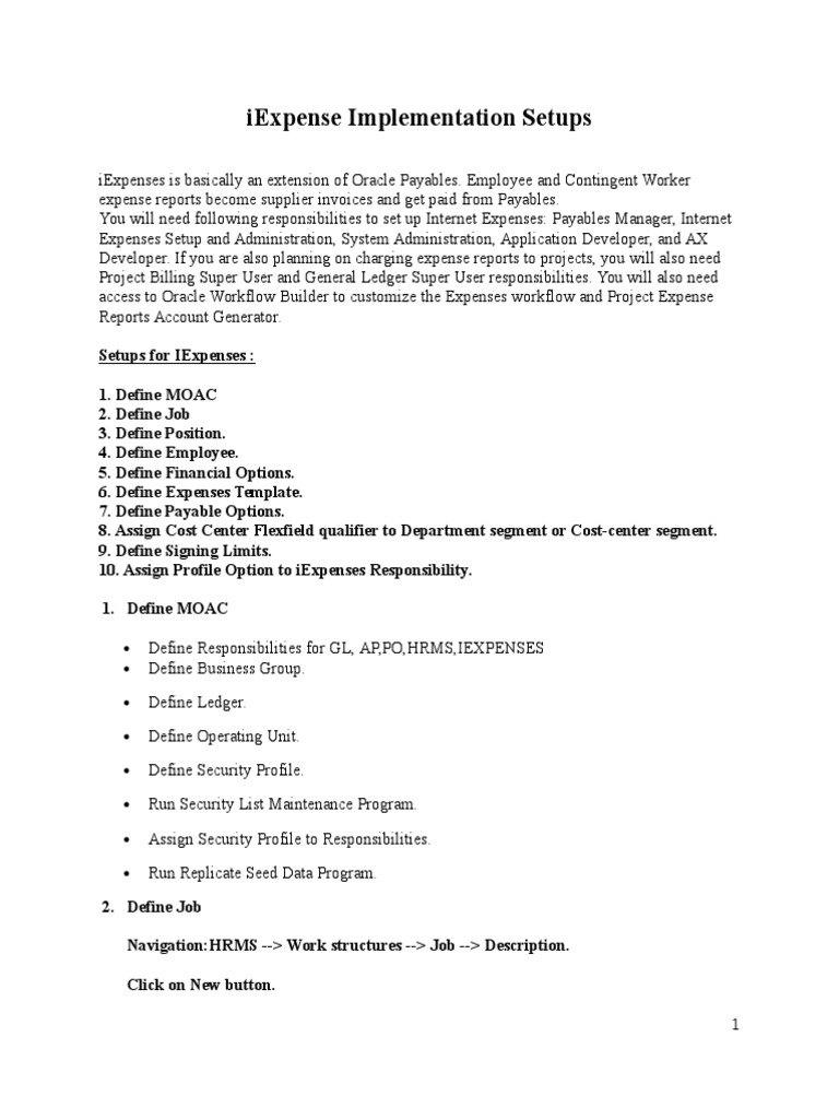 iExpense Setup Guide for Oracle | PDF | Invoice | Expense