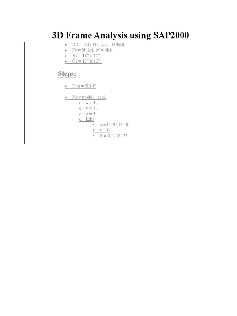 3D Frame Analysis with SAP2000 | PDF