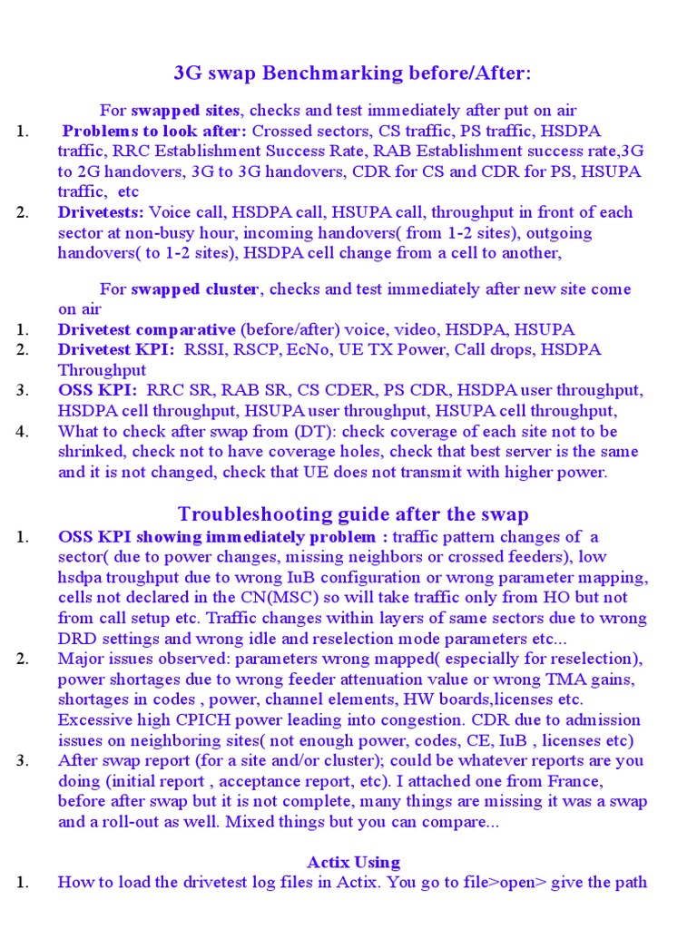 3G Swap Benchmarking Before/after | PDF | High Speed Packet Access | Electronics
