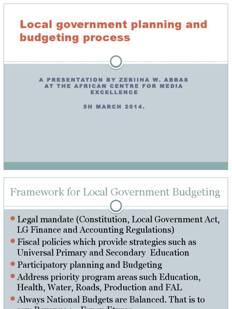 Local Government Budgeting Process in Uganda | PDF | Local Government ...