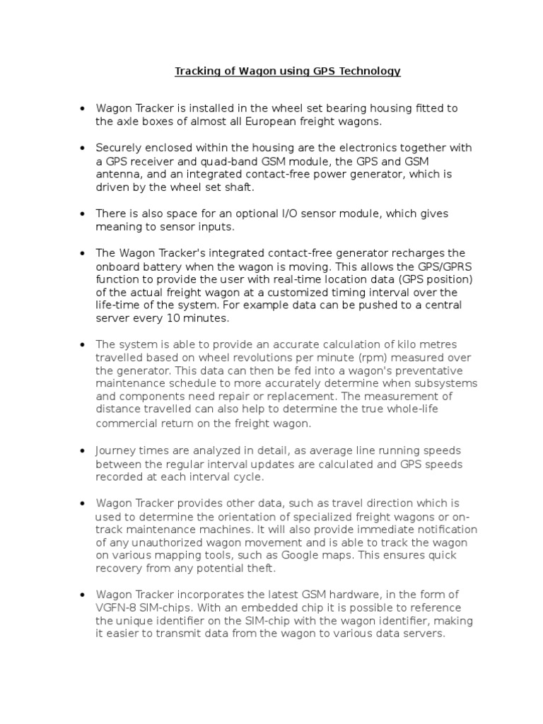 Tracking of Wagon Using GPS Technology | PDF | Global Positioning ...