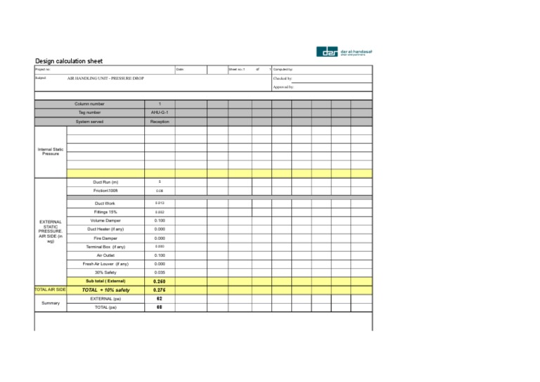 Design Calculation Sheet: Project No: Date: Sheet No.:1 1 Computed By ...