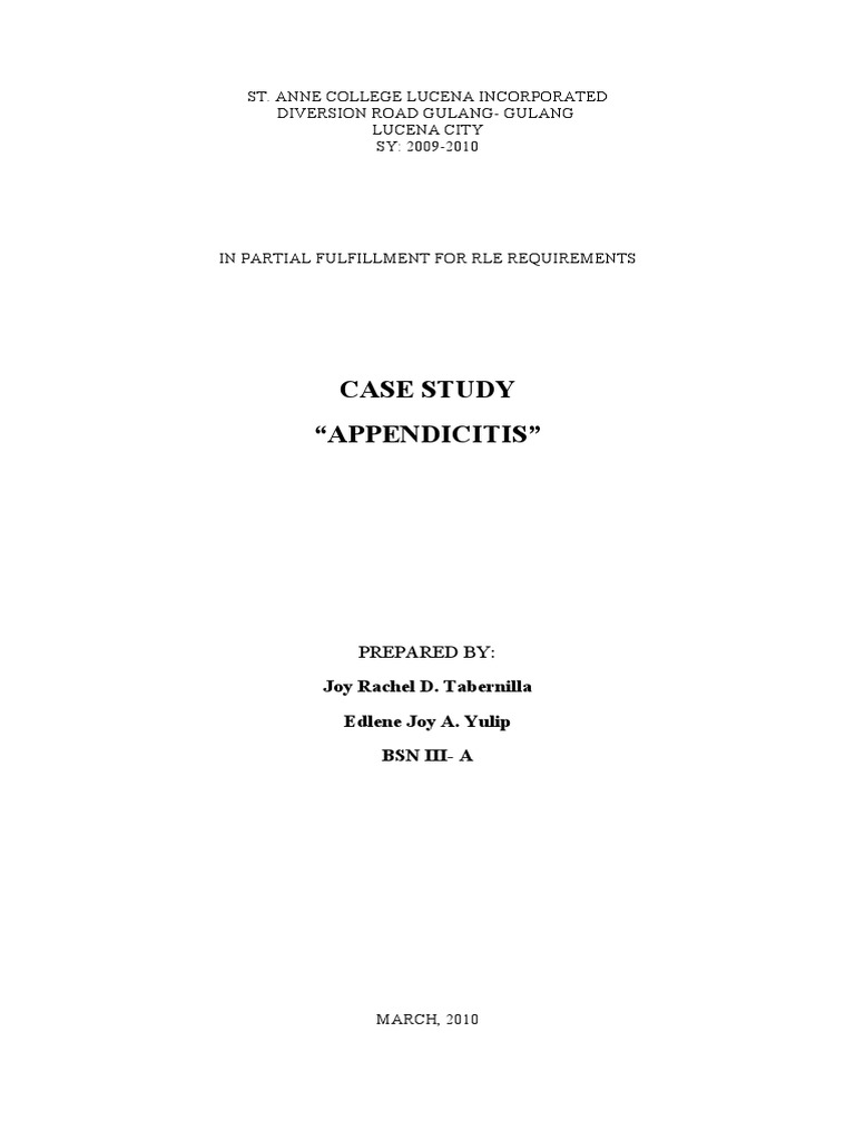 Appendicitis Sample | Download Free PDF | Surgery | Anesthesia