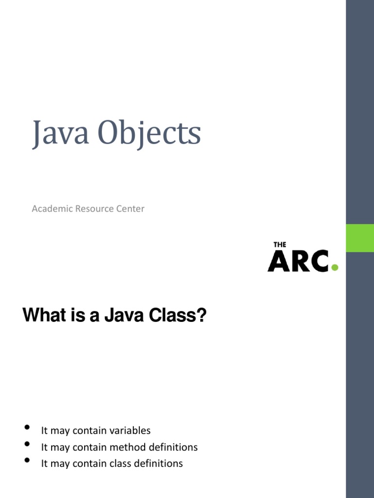 Java Objects Academic Resource Center Pdf Method Computer Programming Object Oriented