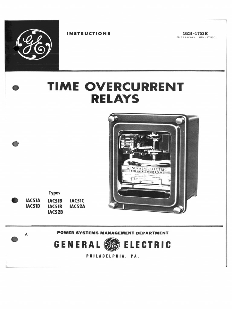 Time Overcurrent Relays: General Electric | PDF | Relay | Electrical ...