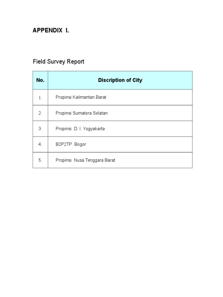 Appendix I.: Field Survey Report | PDF