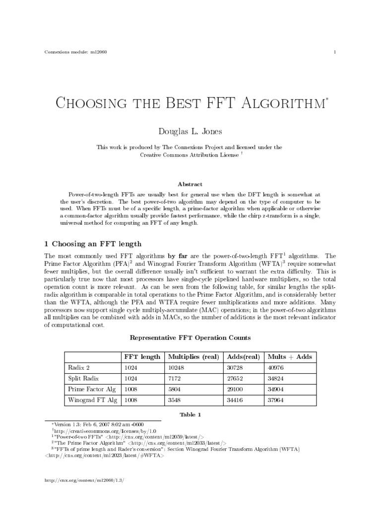 Choosing The Best FFT | PDF | Fast Fourier Transform | Discrete Fourier ...
