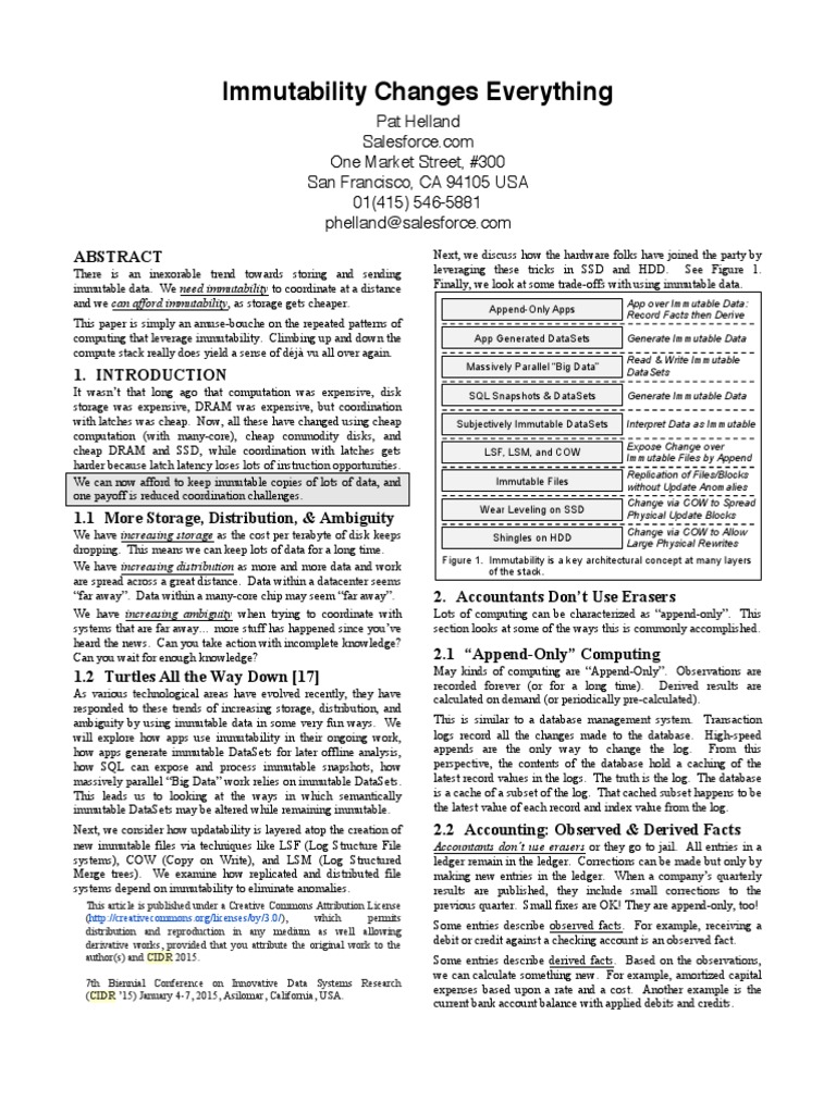 Immutability Changes Everything | PDF | Relational Database | Databases