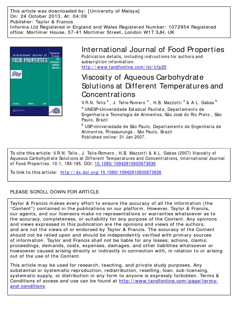 Glucose Solution Viscosity | Download Free PDF | Fructose | Sucrose