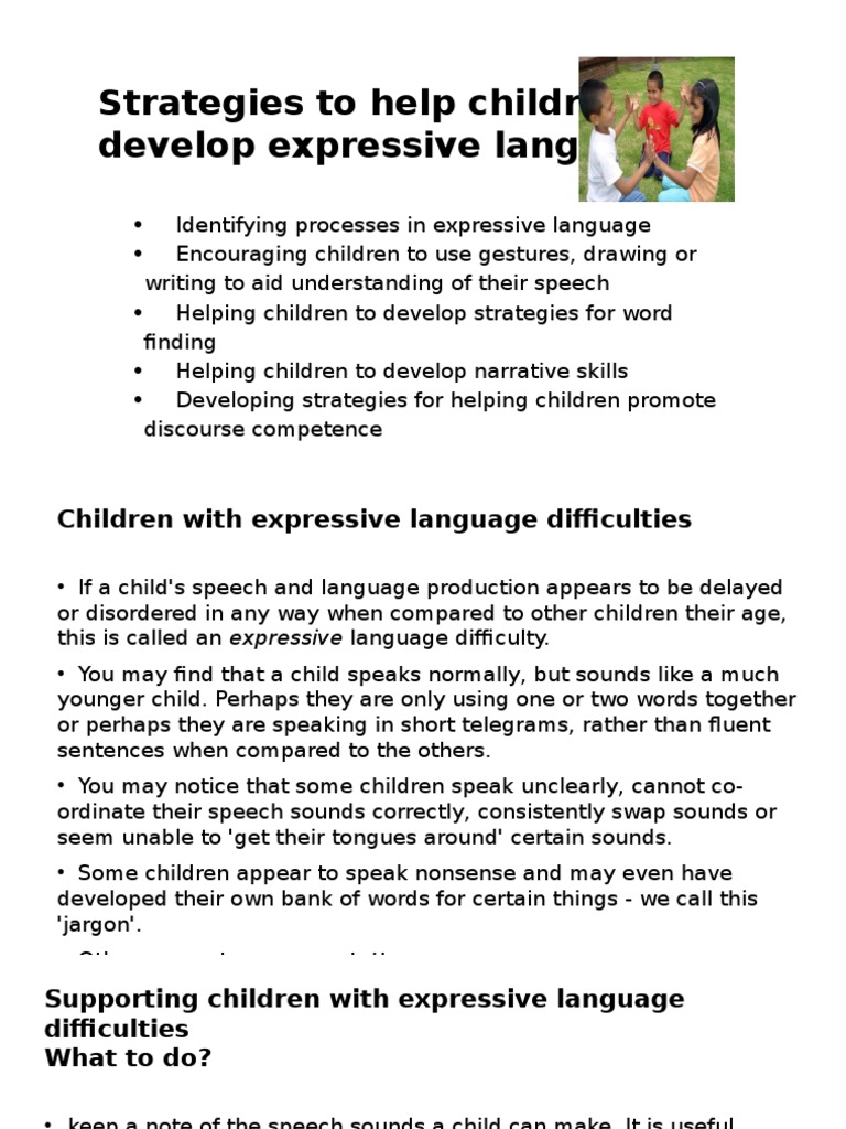 Supporting Expressive Language Skills in Kids | PDF | Language ...