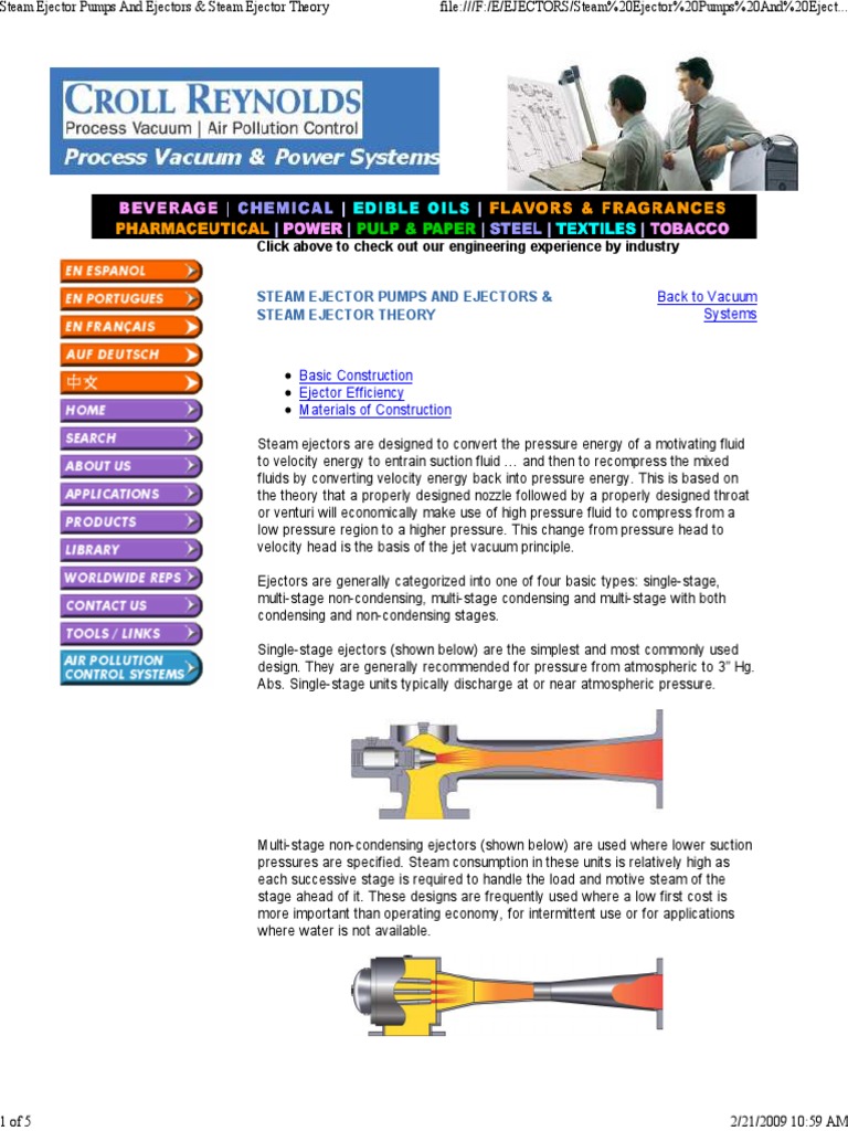 Steam Ejector Pumps and Ejectors Theory | Mechanical Engineering | Gases