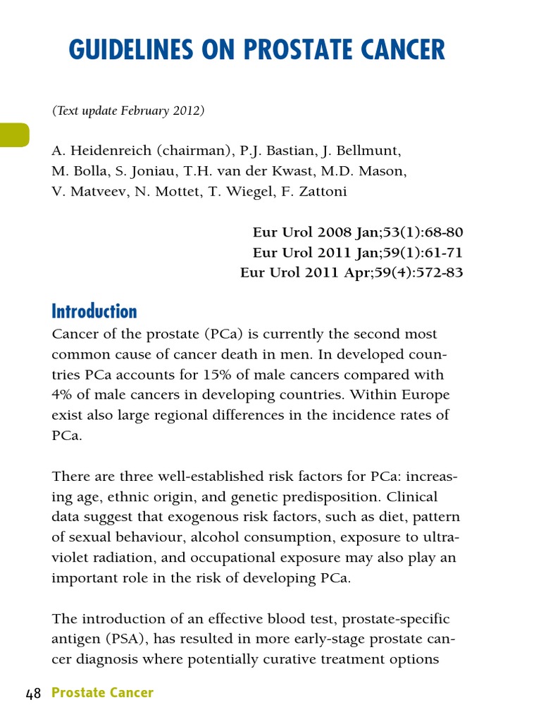 Guidelines On Prostate Cancer: (Text Update February 2012) | PDF ...