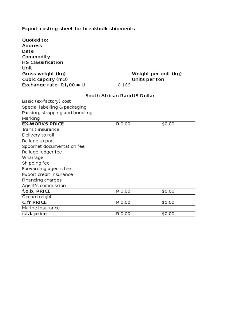 Export Costing | PDF