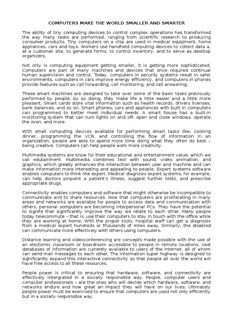 Computers Make The World Smaller and Smarter | PDF