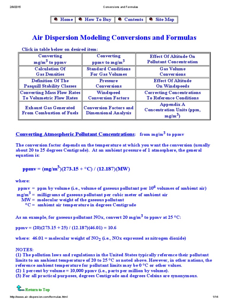 Conversions and Formulas | PDF | Parts Per Notation | Natural Gas
