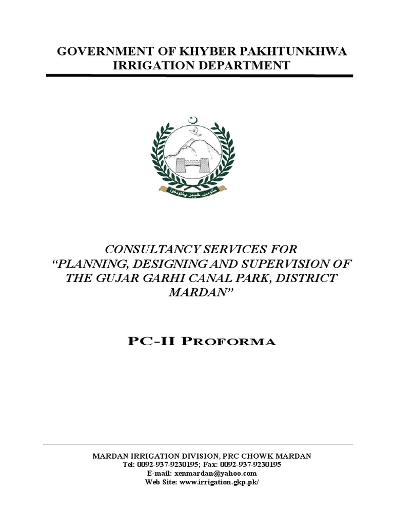 Feasibility PC-II Proforma Gujar Garhi Canal Park | PDF | Playground ...