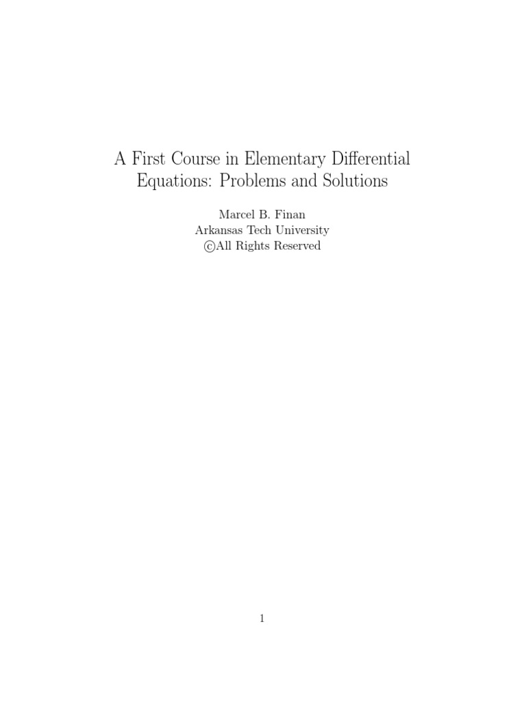 Differential Equations: Problems & Solutions | PDF | Differential ...