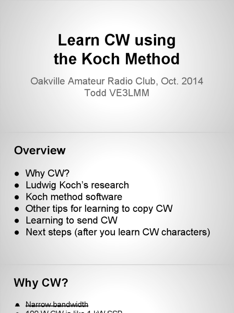 Learn CW Using The Koch Method | PDF | Electronics | Radio