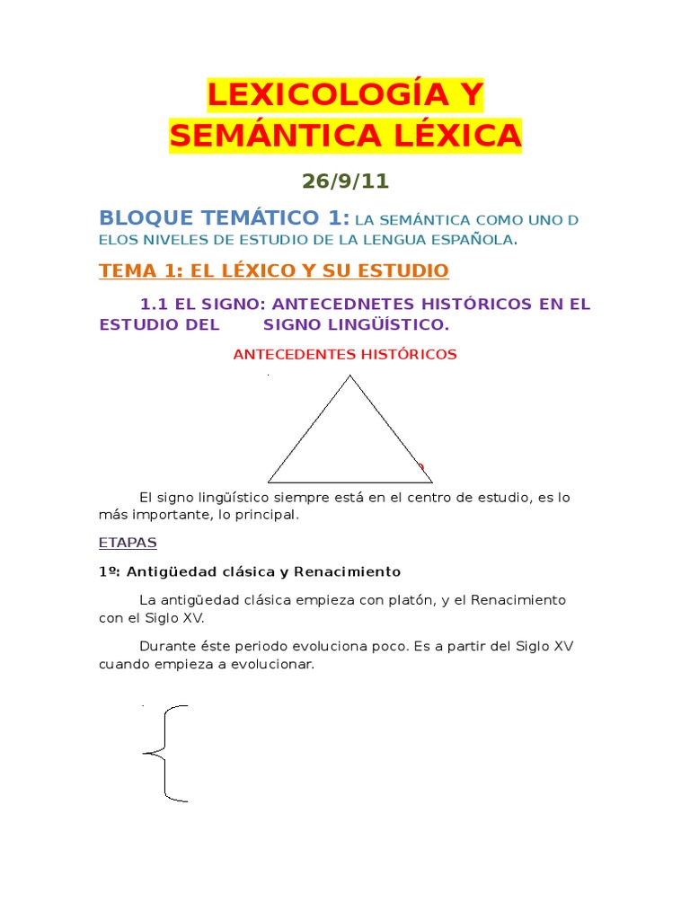 Lexicología y Semántica Léxica | PDF | Semiótica | Palabra