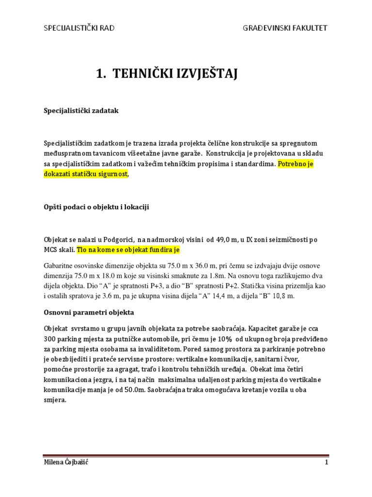 Proracun Spregnute Tavanice Nadzemne Garaze | PDF