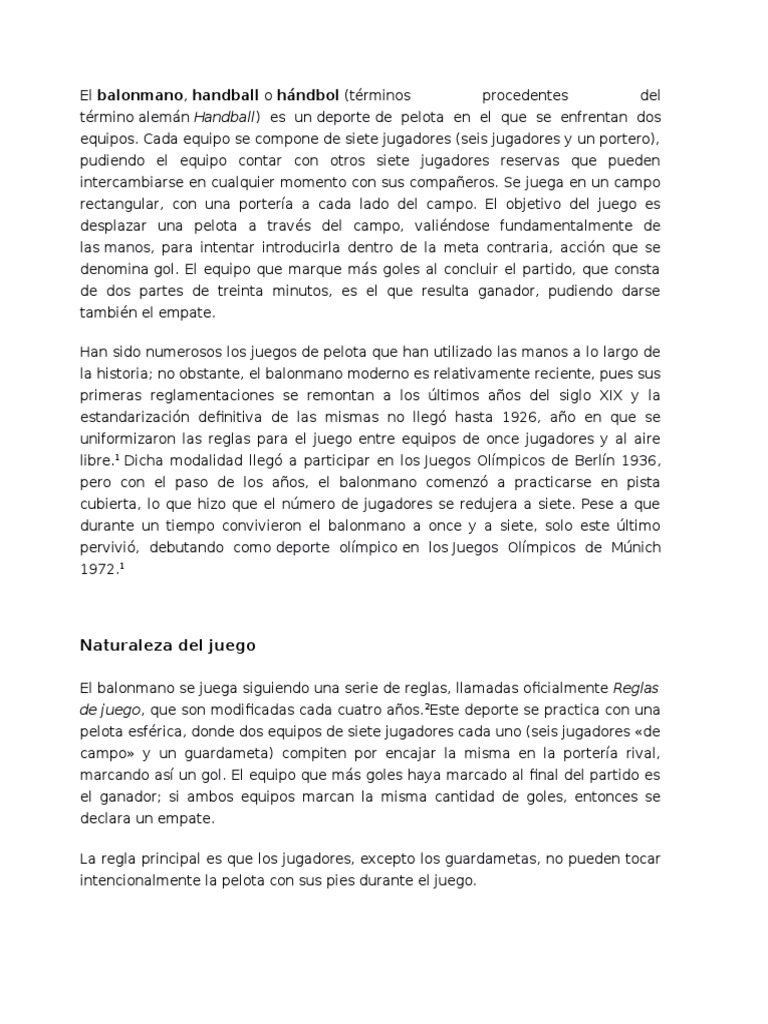 Descripcion Del Juego Hambol | PDF | Juegos de pelota | Ocio