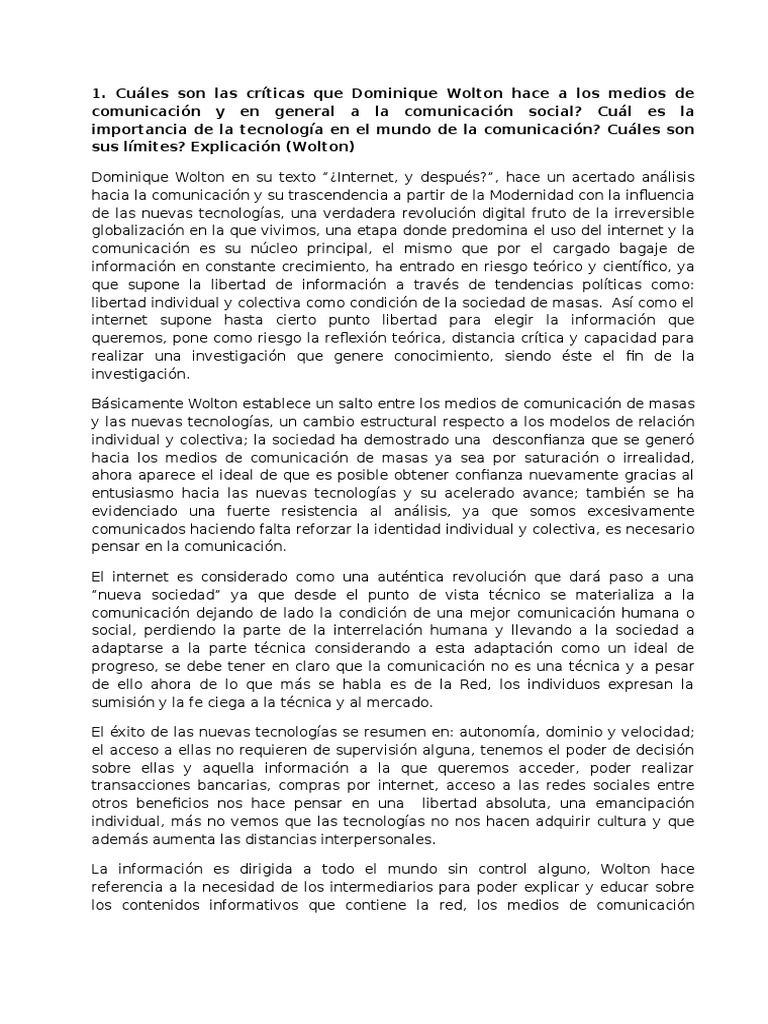 Dominique Wolton | PDF | Tecnología de información y comunicaciones ...