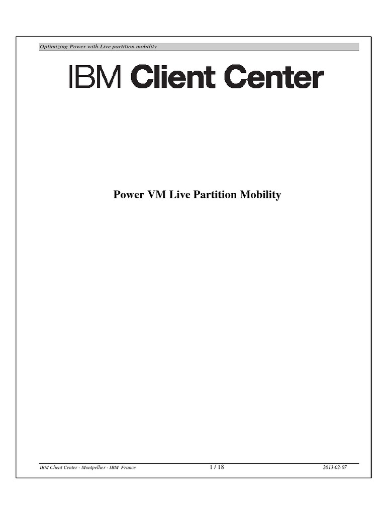 Optimizing Power With Live Partition Mobility | PDF | Ibm Db2 | Virtualization