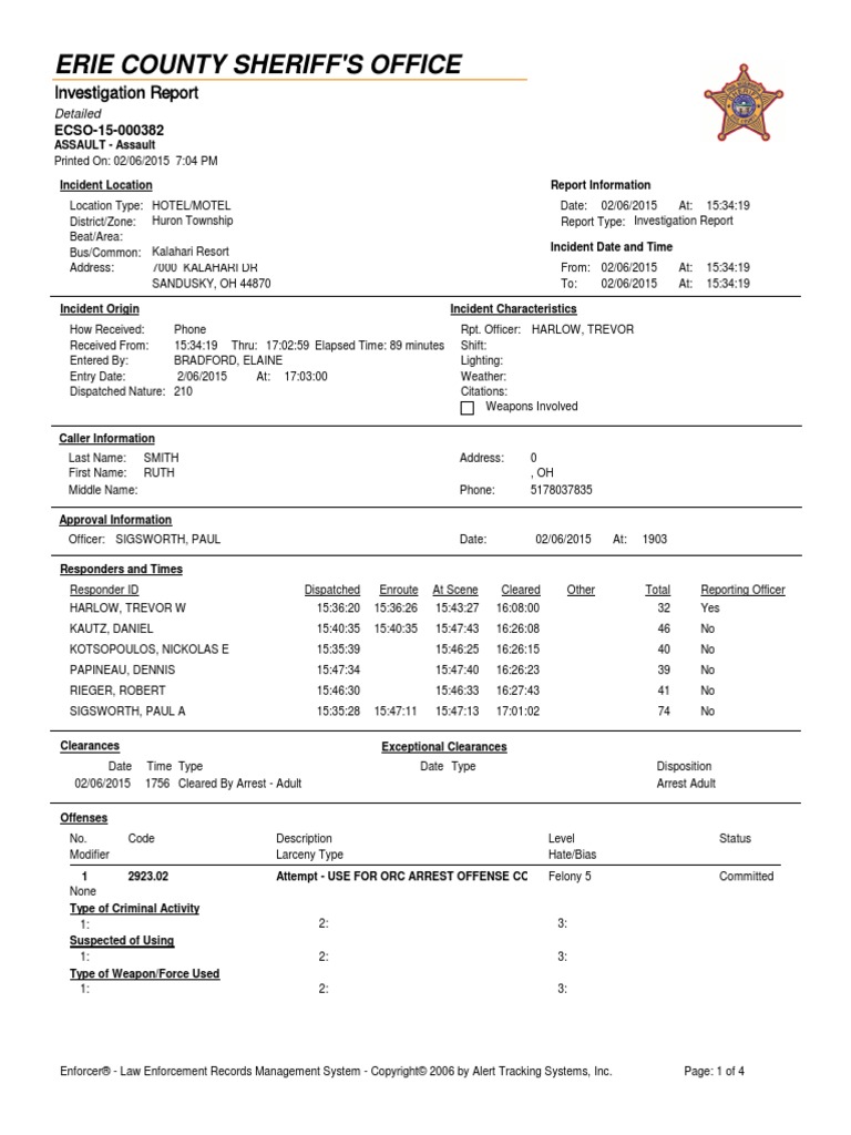 Erie County Sheriff's Office Investigation Report | PDF | Burglary ...