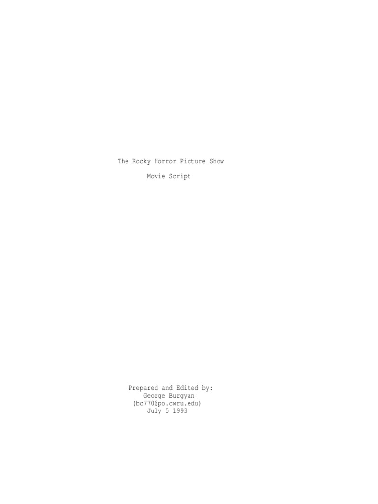 Rocky Horror Picture Show Script | PDF