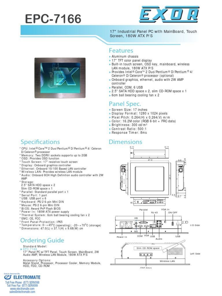 Exor EPC-7166 Datasheet | PDF