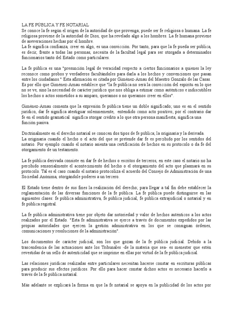 Fe Pública y Notarial: Conceptos Clave | PDF | Fe | Gobierno