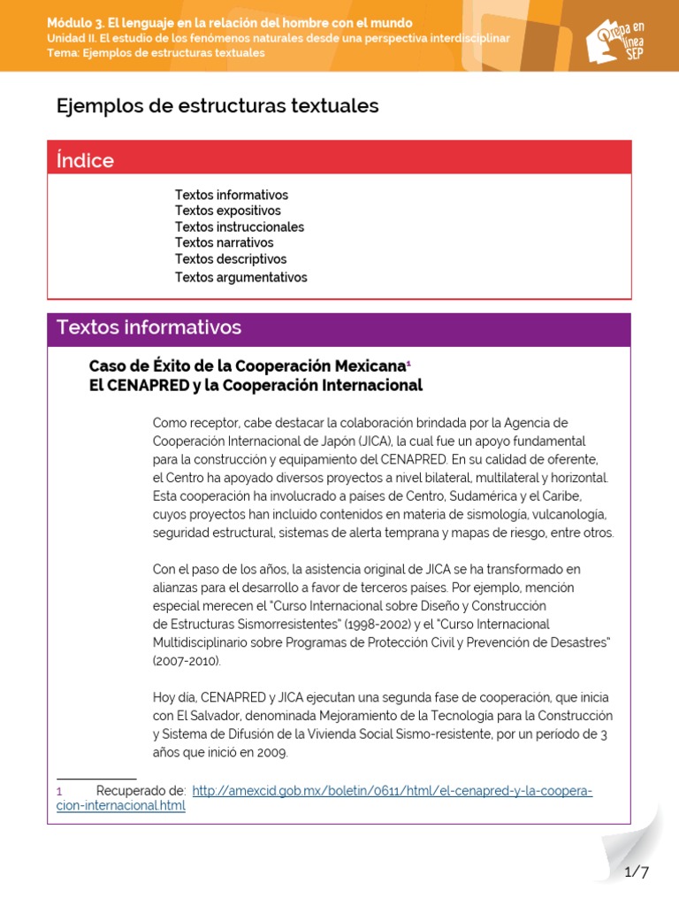 Ejemplos de Estructuras Textuales PDF | PDF