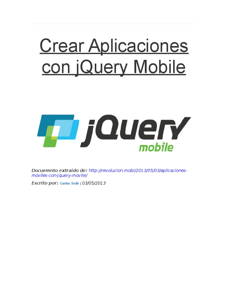 Crear Aplicaciones Con JQuery Mobile | PDF | HTML | Hipervínculo