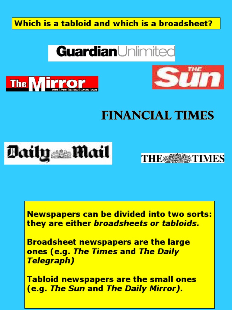 LESSON 2 Tabloid and Broadsheet | The Times | Newspapers